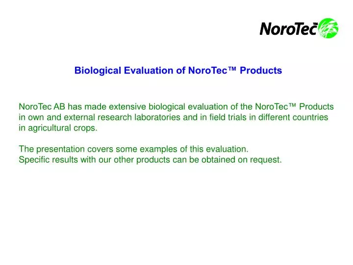 PPT - Biological Evaluation of NoroTec™ Products PowerPoint ...