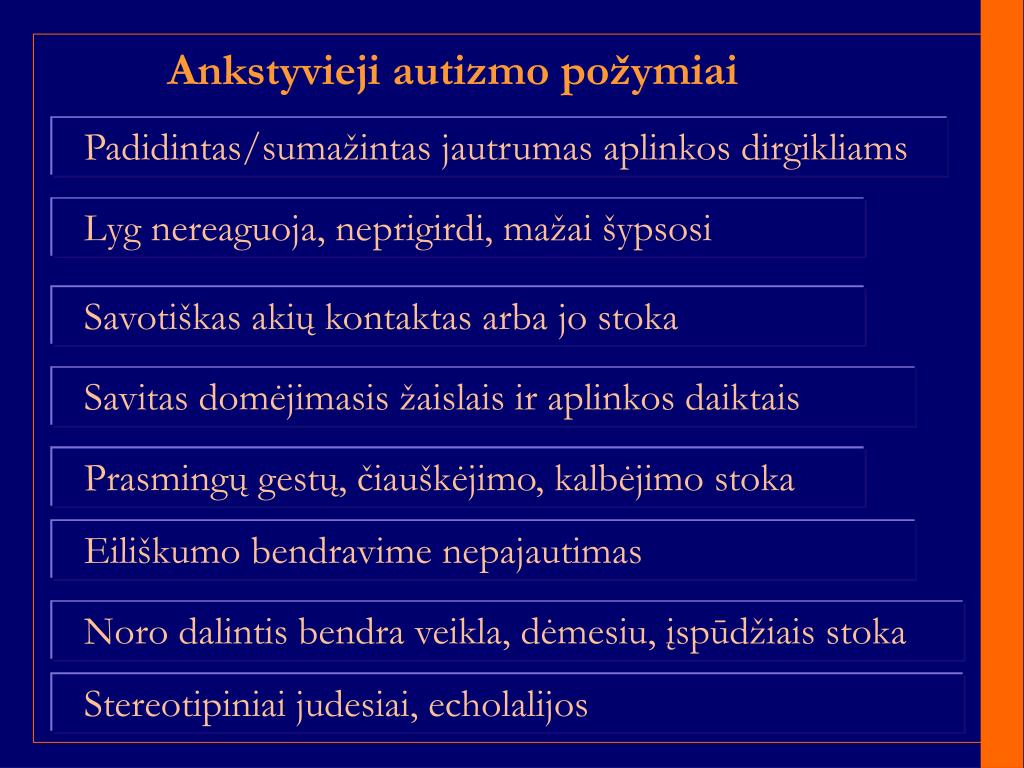 PPT - Autizmo spektro sutrikimai ir jų įtaka psichosocialinei ...