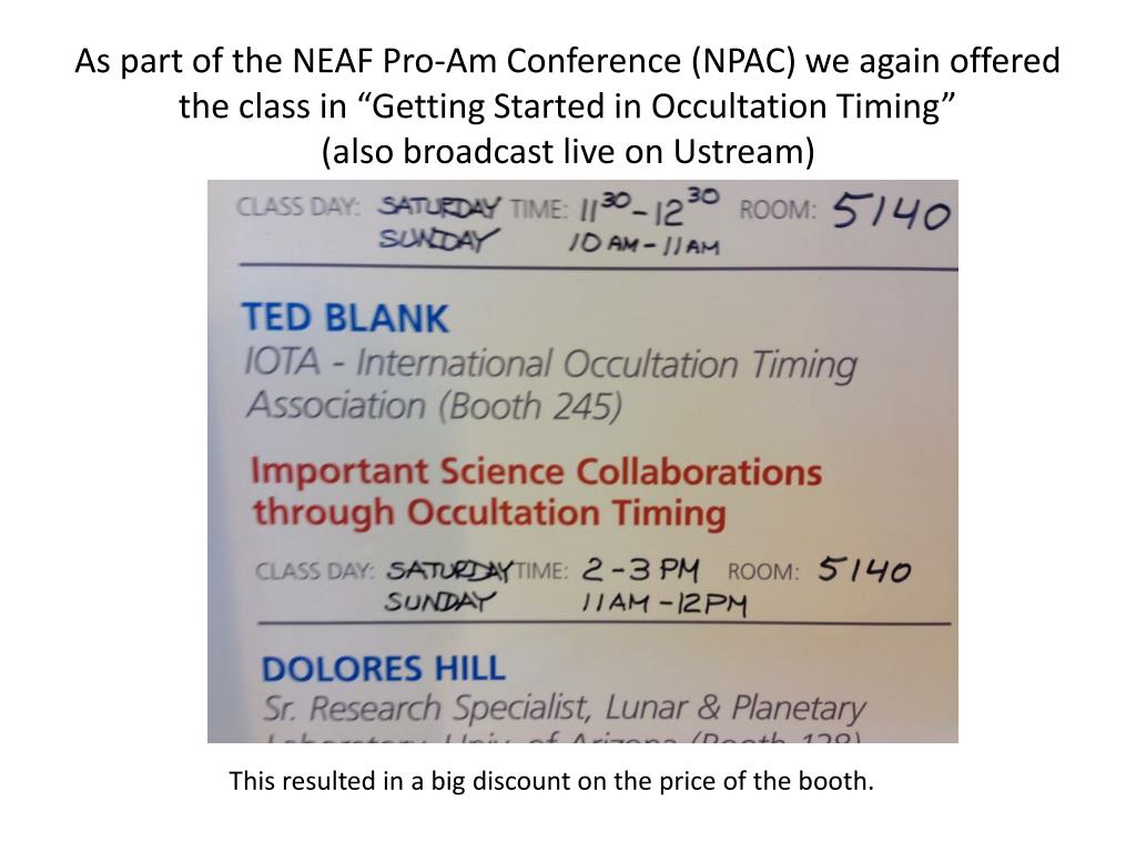 PPT - IOTA Booth at North East Astro Forum (NEAF) 2014 PowerPoint ...