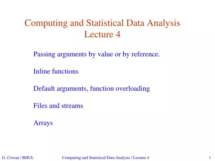 Ppt Computing And Statistical Data Analysis Lecture 4 Powerpoint 8705