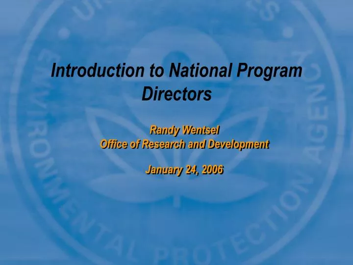 PPT - Introduction to National Program Directors PowerPoint ...