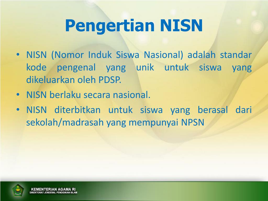 PPT - Mekanisme Pengajuan NPSN dan NISN Lembaga di Kementerian Agama ...