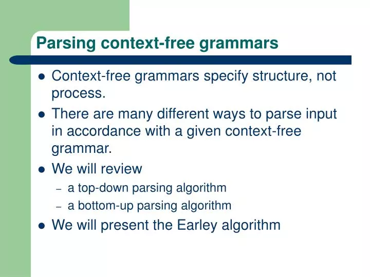 PPT - Parsing context-free grammars PowerPoint Presentation, free ...