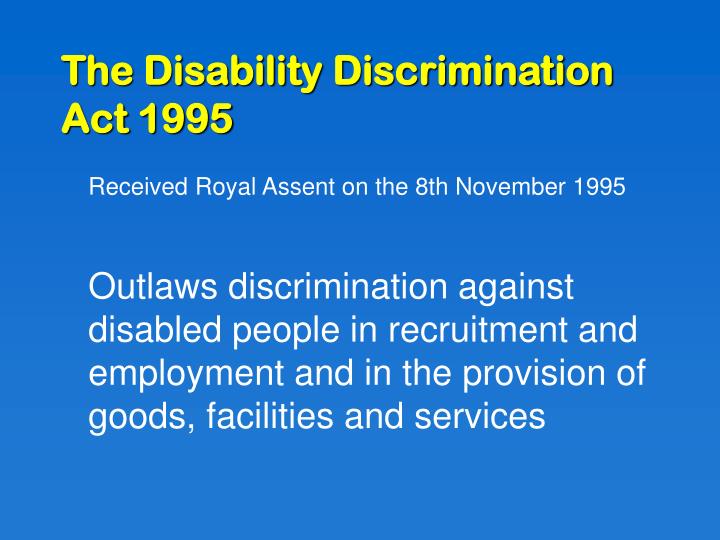 PPT - The Disability Discrimination Act PowerPoint Presentation - ID ...