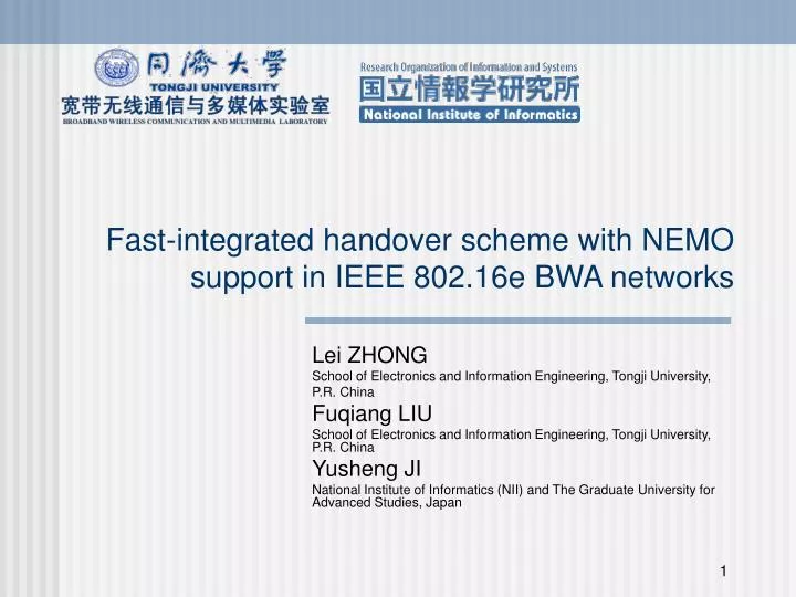 PPT - Fast-integrated handover scheme with NEMO support in IEEE 802.16e BWA networks PowerPoint ...