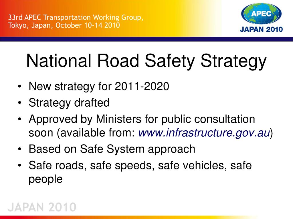 PPT - Title: Australian and international road safety developments ...