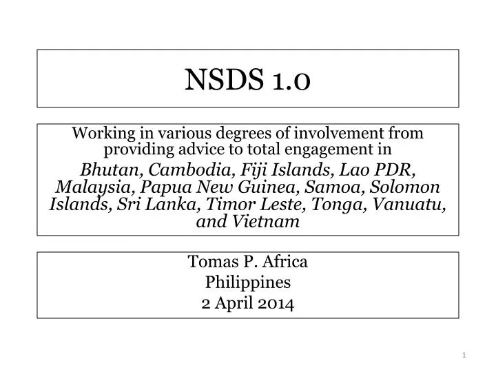 PPT - NSDS 1.0 PowerPoint Presentation, free download - ID:4463118