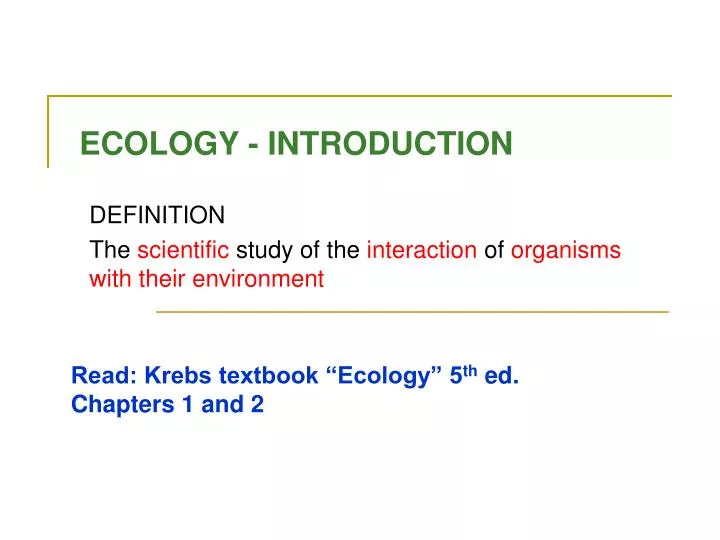 PPT - ECOLOGY - INTRODUCTION PowerPoint Presentation, free download ...