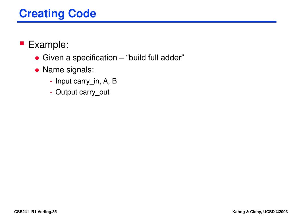 Ppt Cse241 Vlsi Digital Circuits Winter 2003 Recitation 1 Verilog Introduction Powerpoint