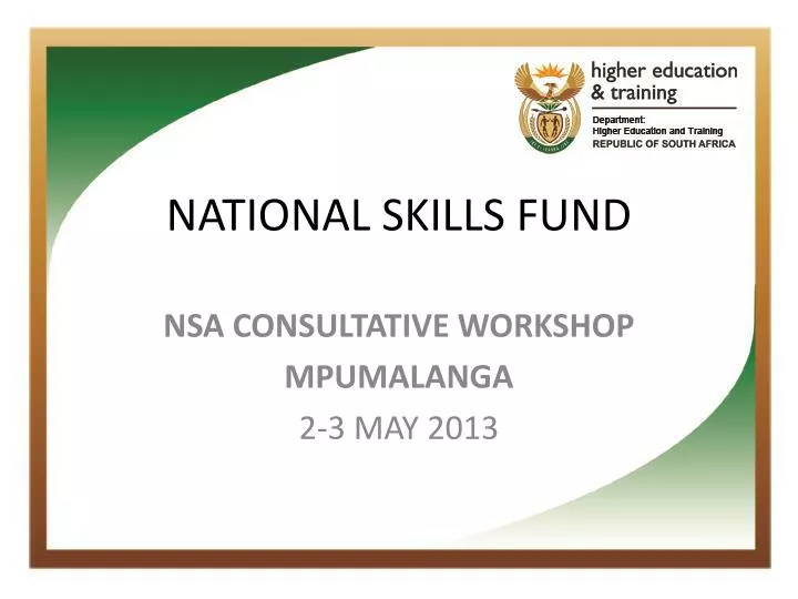 PPT - NATIONAL SKILLS FUND PowerPoint Presentation, free download - ID ...