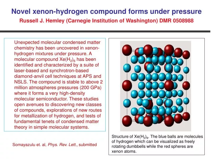 PPT - Novel xenon-hydrogen compound forms under pressure PowerPoint ...