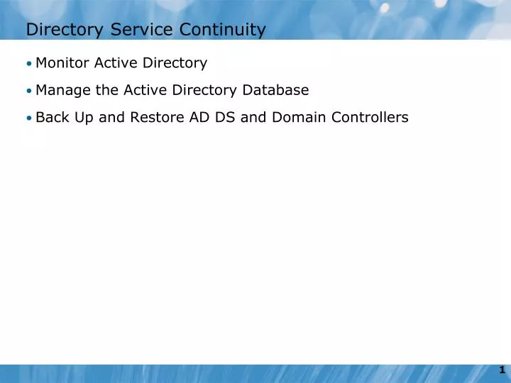 PPT - Directory Service Continuity PowerPoint Presentation, free ...