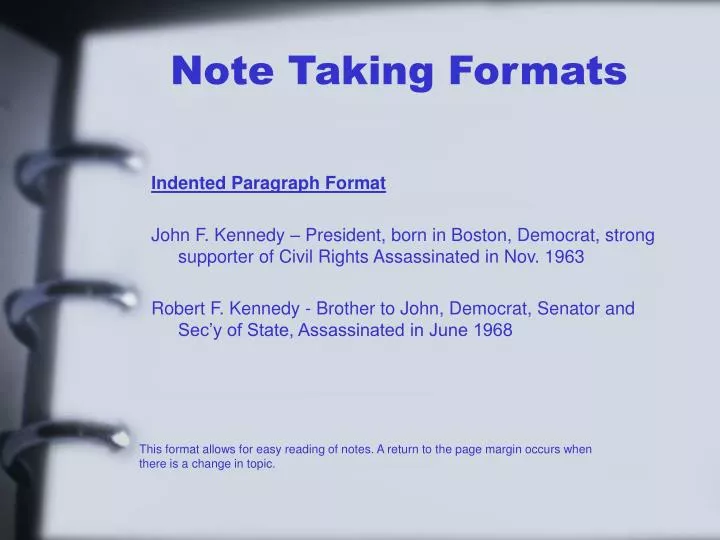 PPT - Note Taking Formats PowerPoint Presentation, free download - ID ...