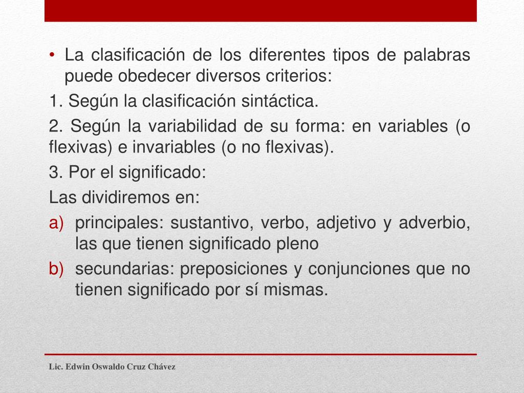PPT - Clasificación de las palabras PowerPoint Presentation, free ...