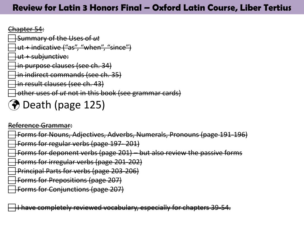 PPT - Review for Latin 3 Honors Final – Oxford Latin Course, Liber ...