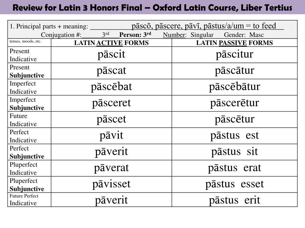PPT - Review for Latin 3 Honors Final – Oxford Latin Course, Liber ...