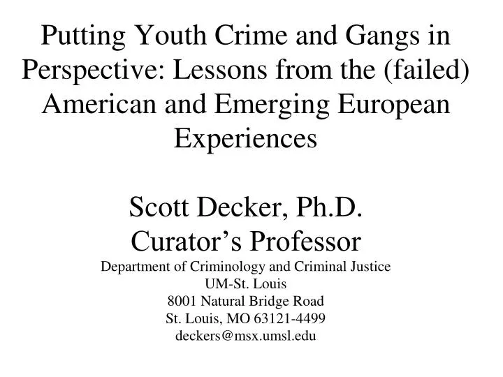 PPT - Evolution of Gangs in America PowerPoint Presentation, free ...