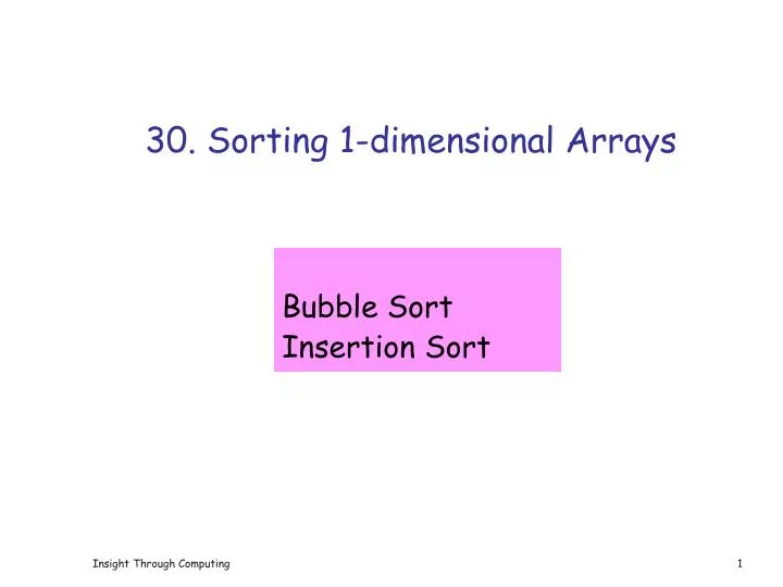 PPT - 30. Sorting 1-dimensional Arrays PowerPoint Presentation, free download - ID:4473879