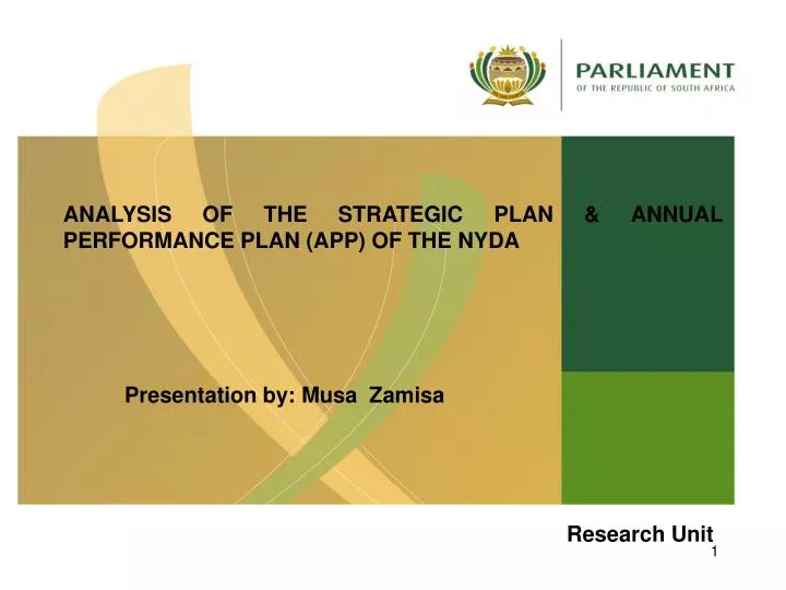 PPT - ANALYSIS OF THE STRATEGIC PLAN & ANNUAL PERFORMANCE PLAN (APP) OF ...