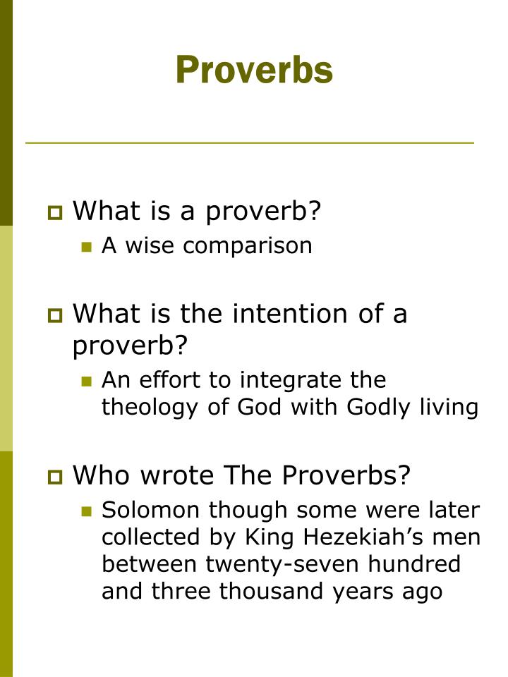 PPT - Proverbs PowerPoint Presentation - ID:4484840