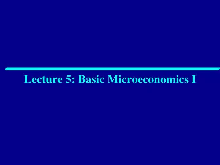 PPT - Lecture 5: Basic Microeconomics I PowerPoint Presentation, free ...
