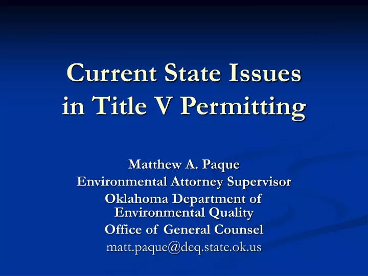 PPT - Current State Issues in Title V Permitting PowerPoint ...
