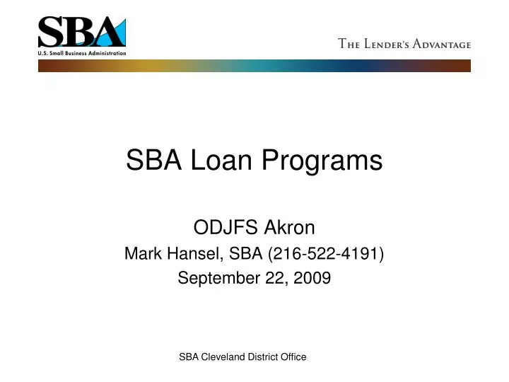PPT - SBA Loan Programs PowerPoint Presentation, free download - ID:4488800
