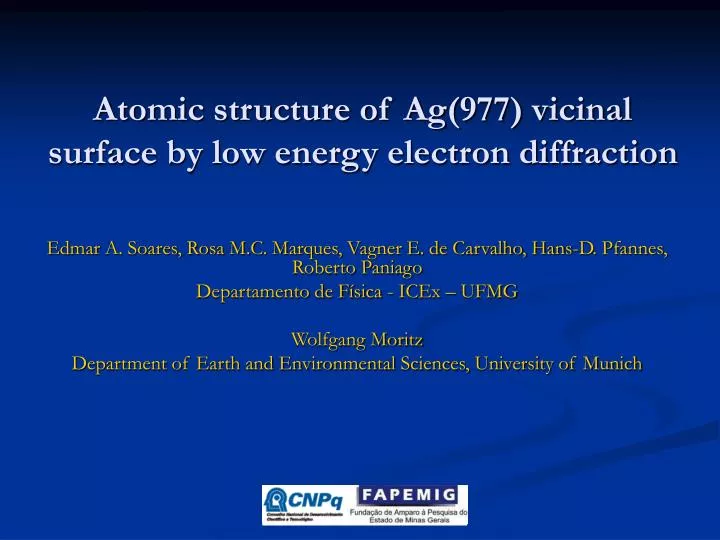 PPT - Atomic structure of Ag(977) vicinal surface by low energy ...