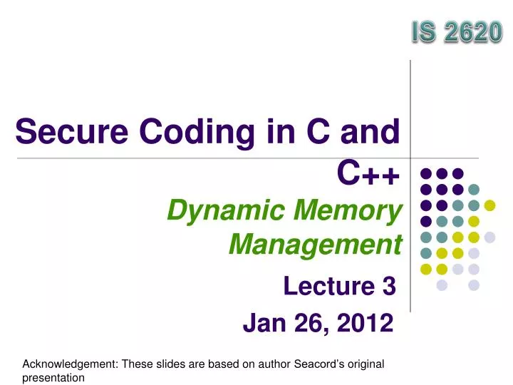 PPT - Secure Coding in C and C++ Dynamic Memory Management PowerPoint ...