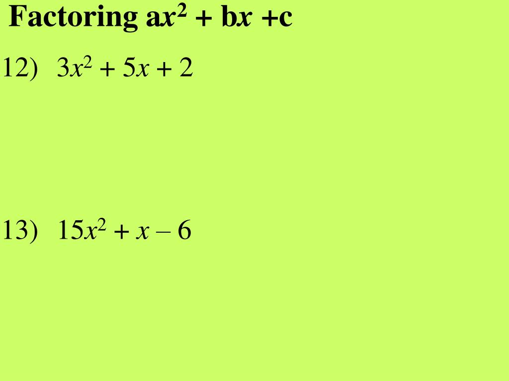Ppt Section 8c Factorization Of Quadratic Expressions Powerpoint