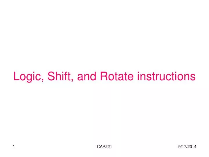 PPT - Logic, Shift, and Rotate instructions PowerPoint Presentation ...