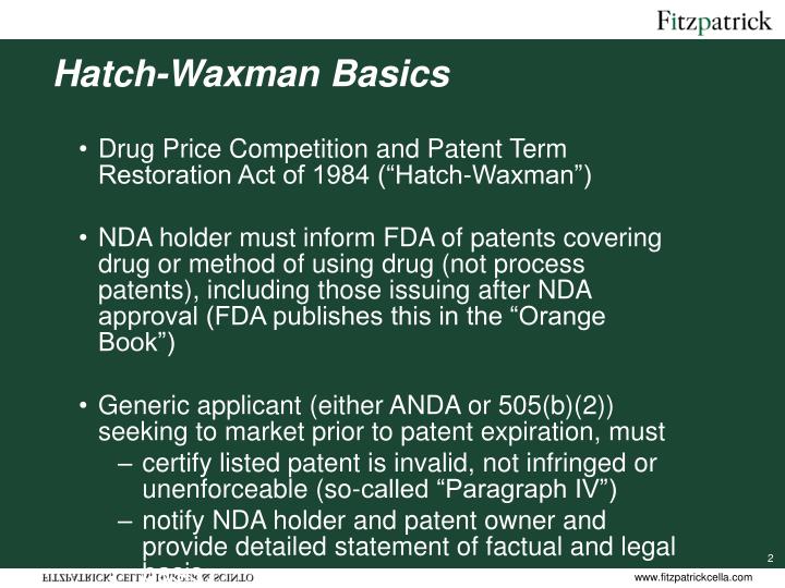 Hatch Waxman Act Explained – KHLJE