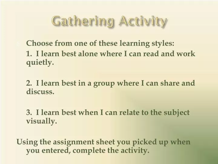 PPT - Gathering Activity PowerPoint Presentation, free download - ID ...