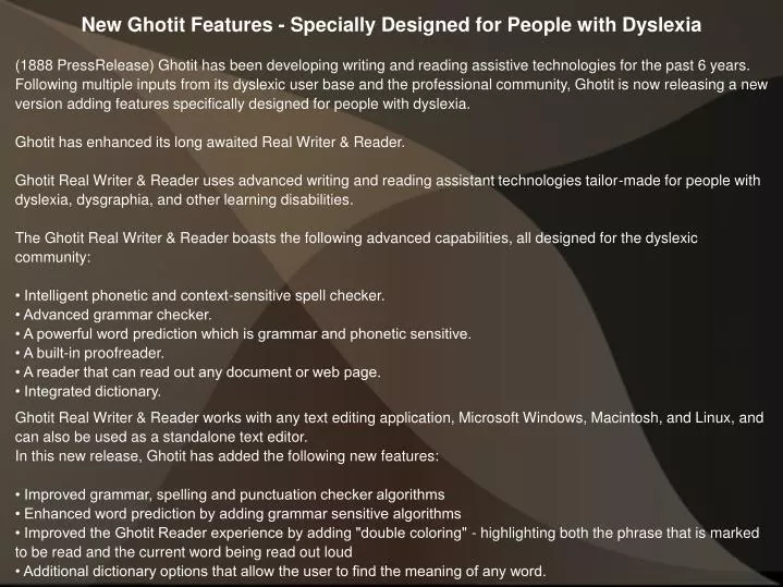 PPT - New Ghotit Features - Specially Designed for People with Dyslexia ...