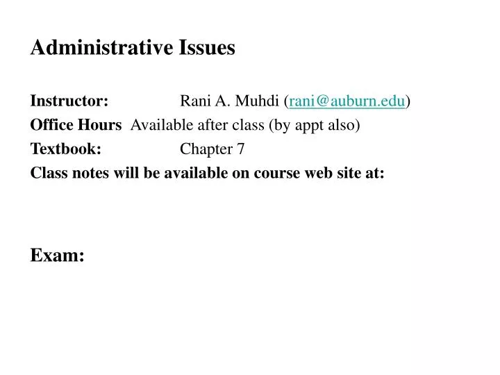 PPT - Administrative Issues PowerPoint Presentation, free download - ID ...