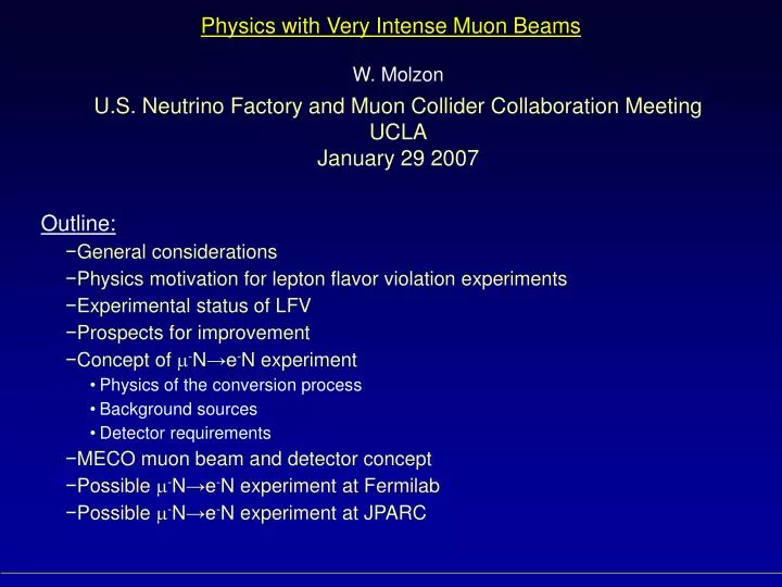 PPT - Physics with Very Intense Muon Beams PowerPoint Presentation ...