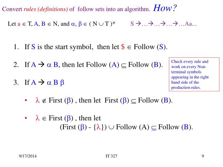 PPT - How to construct an LL(1) parsing table ? PowerPoint Presentation ...