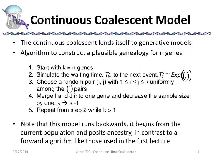 PPT - Continuous Coalescent Model PowerPoint Presentation, free ...