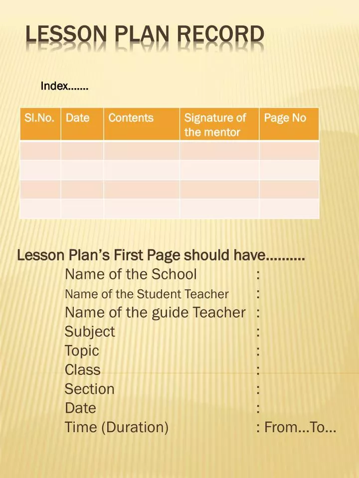 PPT - Lesson Plan Record PowerPoint Presentation, free download - ID ...