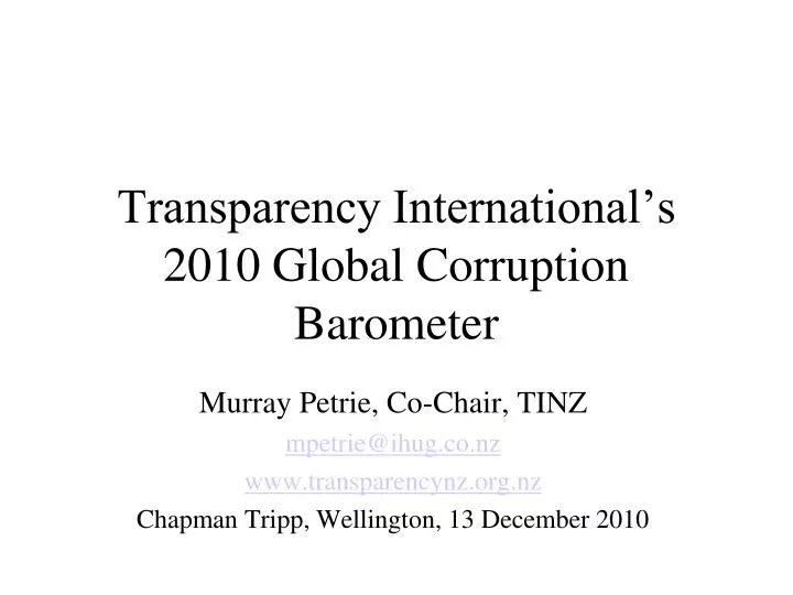PPT - Transparency International’s 2010 Global Corruption Barometer PowerPoint Presentation - ID ...