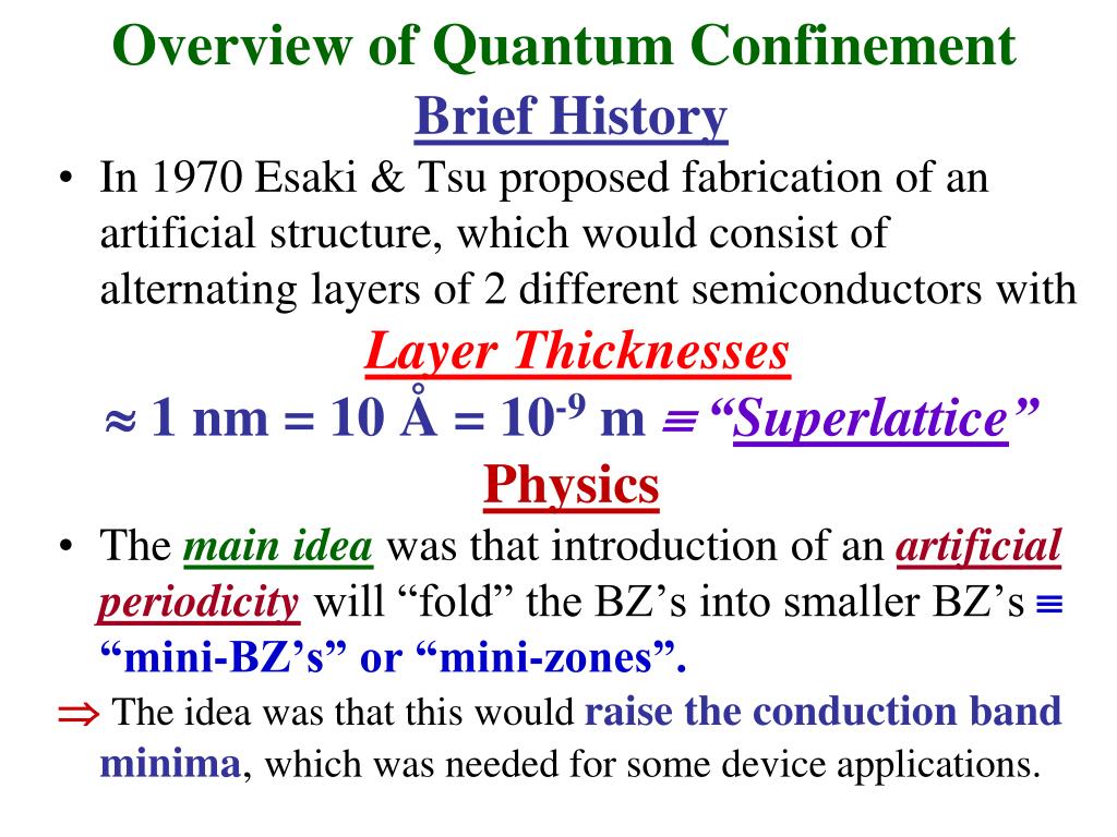 PPT - Quantum Confinement BW, Chs. 15-18, YC, Ch. 9; S, Ch. 14; outside ...