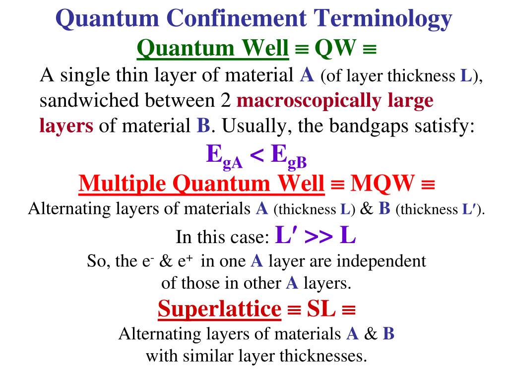 PPT - Quantum Confinement BW, Chs. 15-18, YC, Ch. 9; S, Ch. 14; outside ...