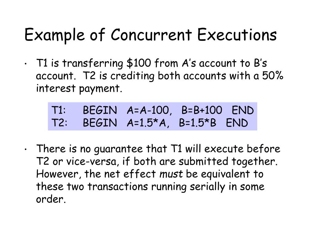 PPT - Concurrent execution of user programs is essential for good DBMS ... PPT - Concurrent execution of user programs is essential for good DBMS ...