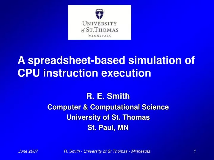 PPT - A spreadsheet-based simulation of CPU instruction execution ...