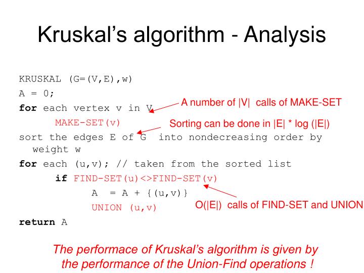 PPT - Special Data Structures: Kruskal’s algorithm for MST and Disjoint ...
