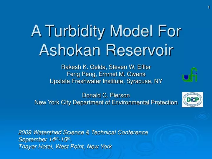 PPT - A Turbidity Model For Ashokan Reservoir PowerPoint Presentation ...