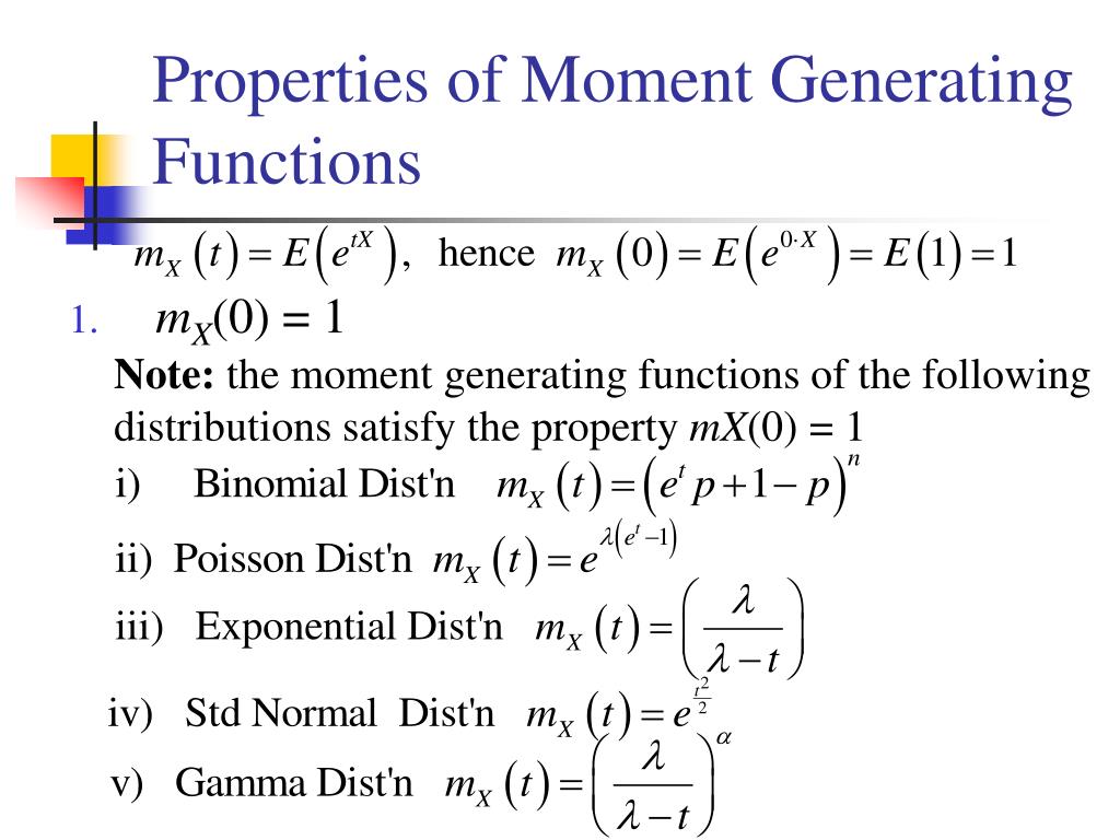 Ppt Moment Generating Functions Powerpoint Presentation Free