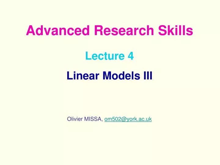PPT - Lecture 4 Linear Models III PowerPoint Presentation, free download - ID:4506414