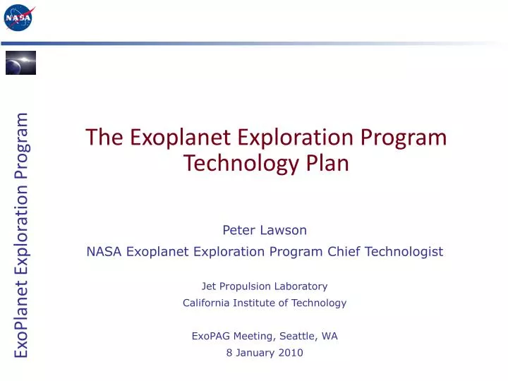 PPT - Peter Lawson NASA Exoplanet Exploration Program Chief Technologist Jet Propulsion ...