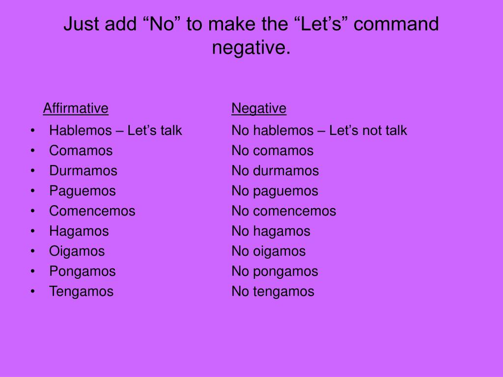 PPT - 3B – El imperativo negativo PowerPoint Presentation, free ...